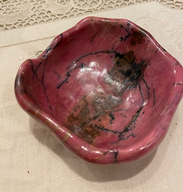 Chinese jasper stone bowl dark pink with black – Re Antiques