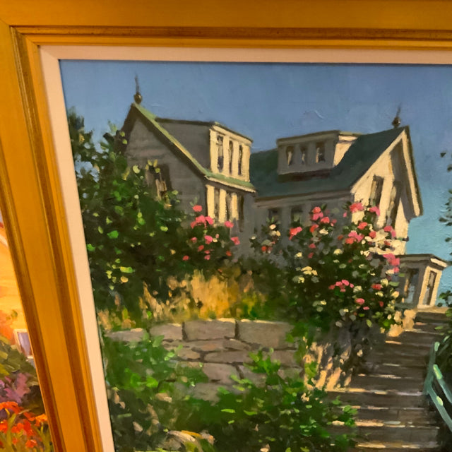 oil painting house with stairs – Re Antiques